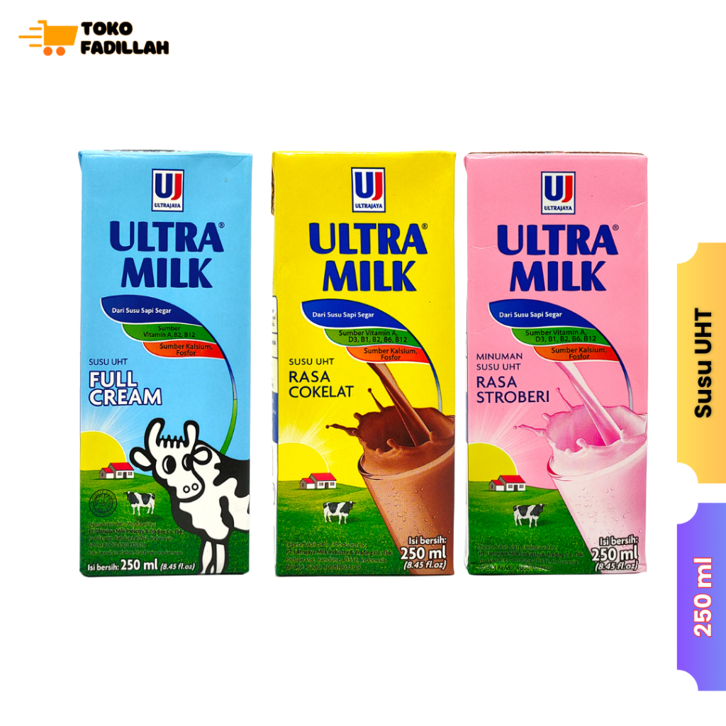 Jual Ultra Milk Susu UHT 250 ml Cokelat / Strawberry / Full Cream | Shopee Indonesia