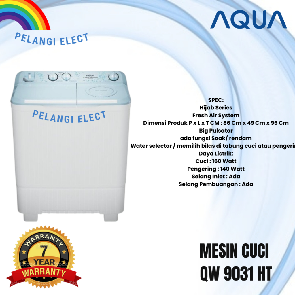Jual Mesin cuci 2 Tabung AQUA AQW 9031 HT Hijab Series Fresh Air System ...