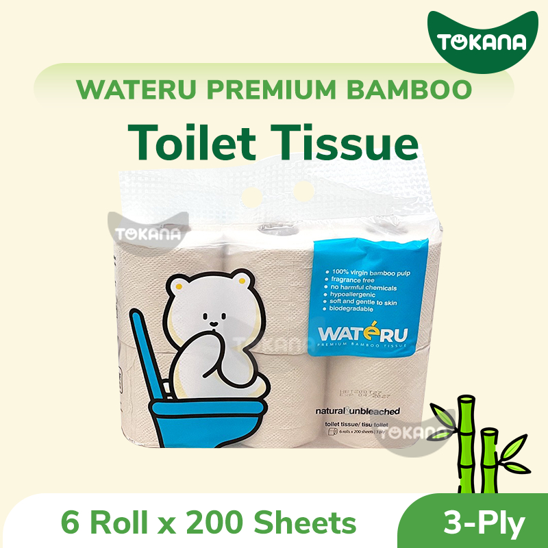 Jual Wateru - Premium Bamboo Toilet Tissue/Tisu Toilet Bambu (6 Rolls x ...