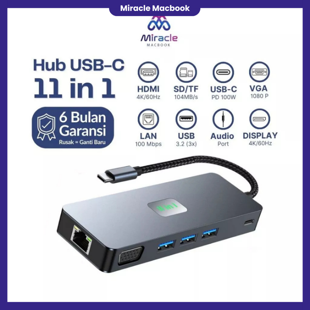Jual MIRACLE [2309 NEW CONNECTED 3 DEVICE] 11 in 1 Laptop Docking ...