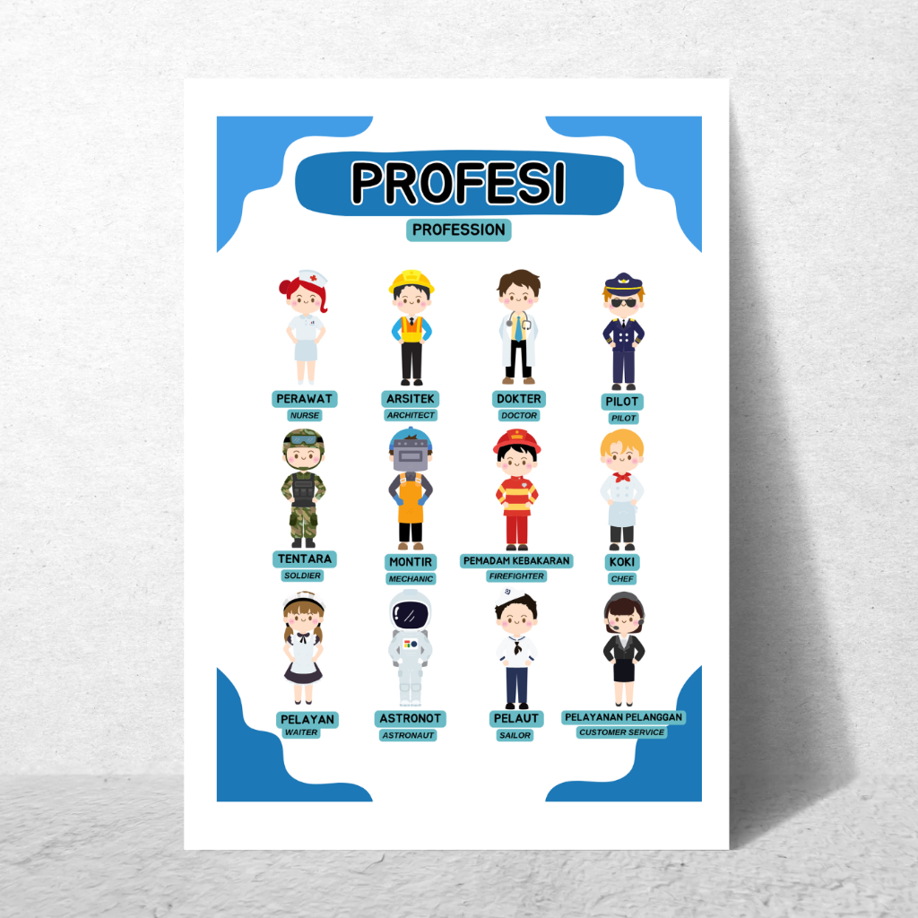 Jual Hai Toys - Poster Belajar Edisi Mengenal macam macam Profesi ...
