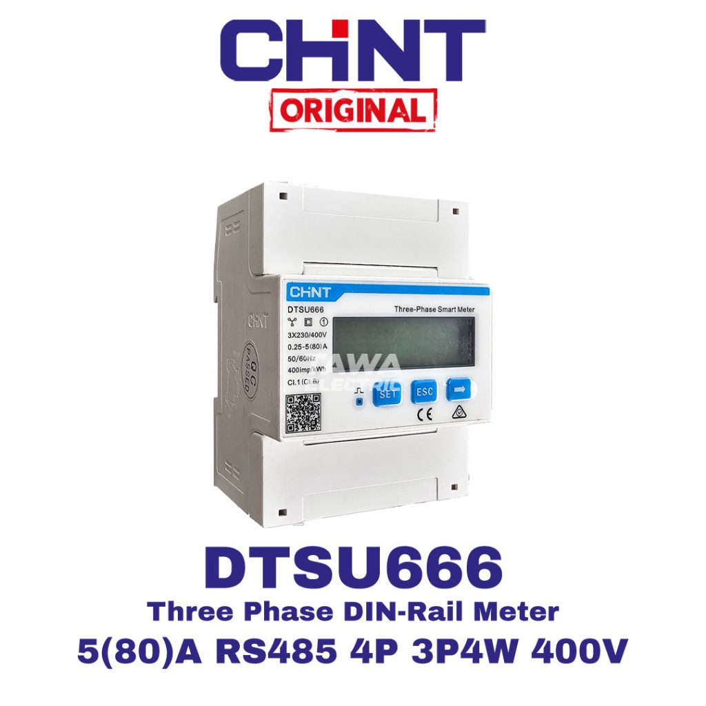 Jual Chint DTSU666 5(80)A RS485 4P Modbus Three Phase DIN-Rail Meter ...