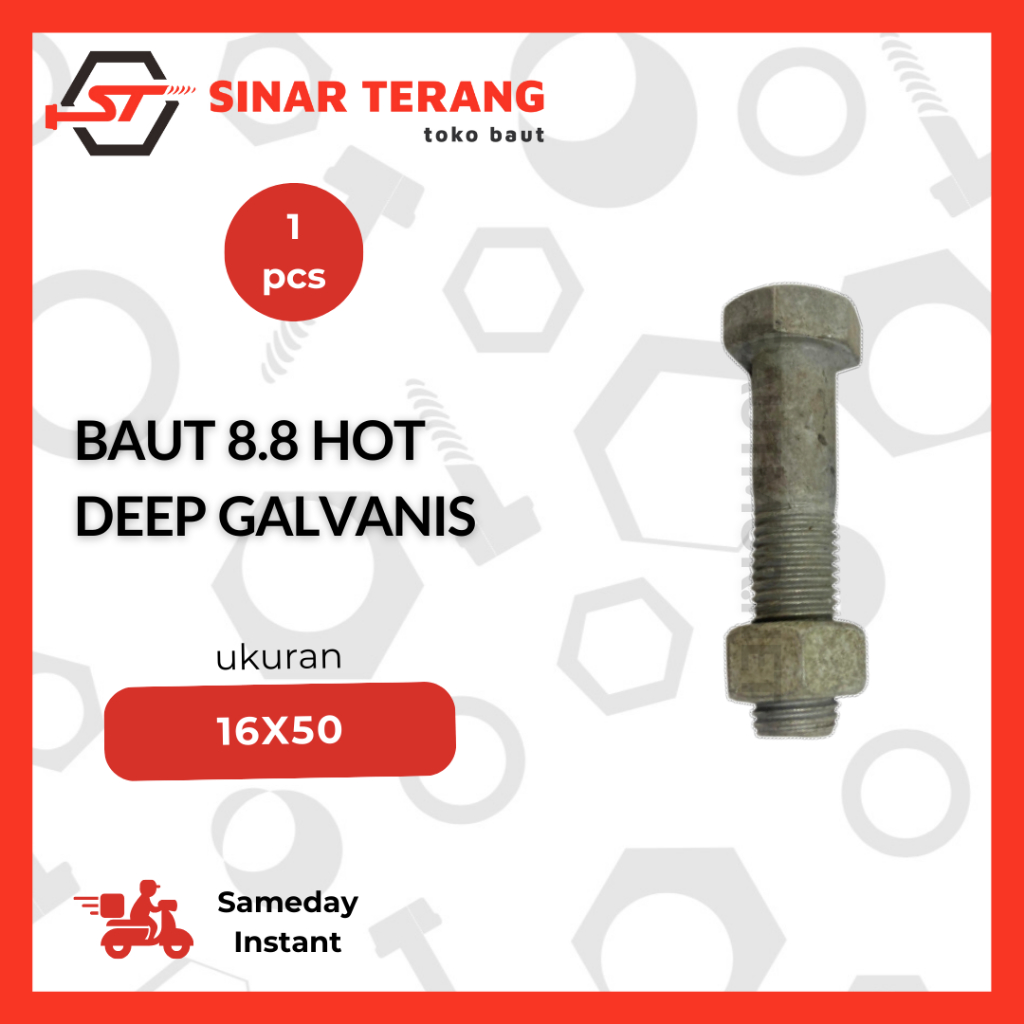 Jual BAUT MUR BAJA BMB M16X50MM GALVANIS ( KUNCI 24 ) | Shopee Indonesia