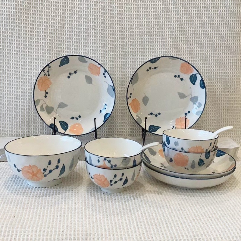 Jual ASHOME Piring keramik dan mangkuk keramik set lotus series mewah ...