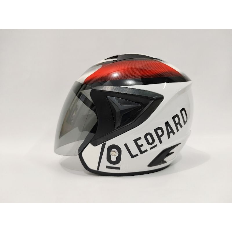 Jual HELM NHR JP13 SINGLE VISOR LEOPARD PUTIH HALF FACE SNI. | Shopee ...