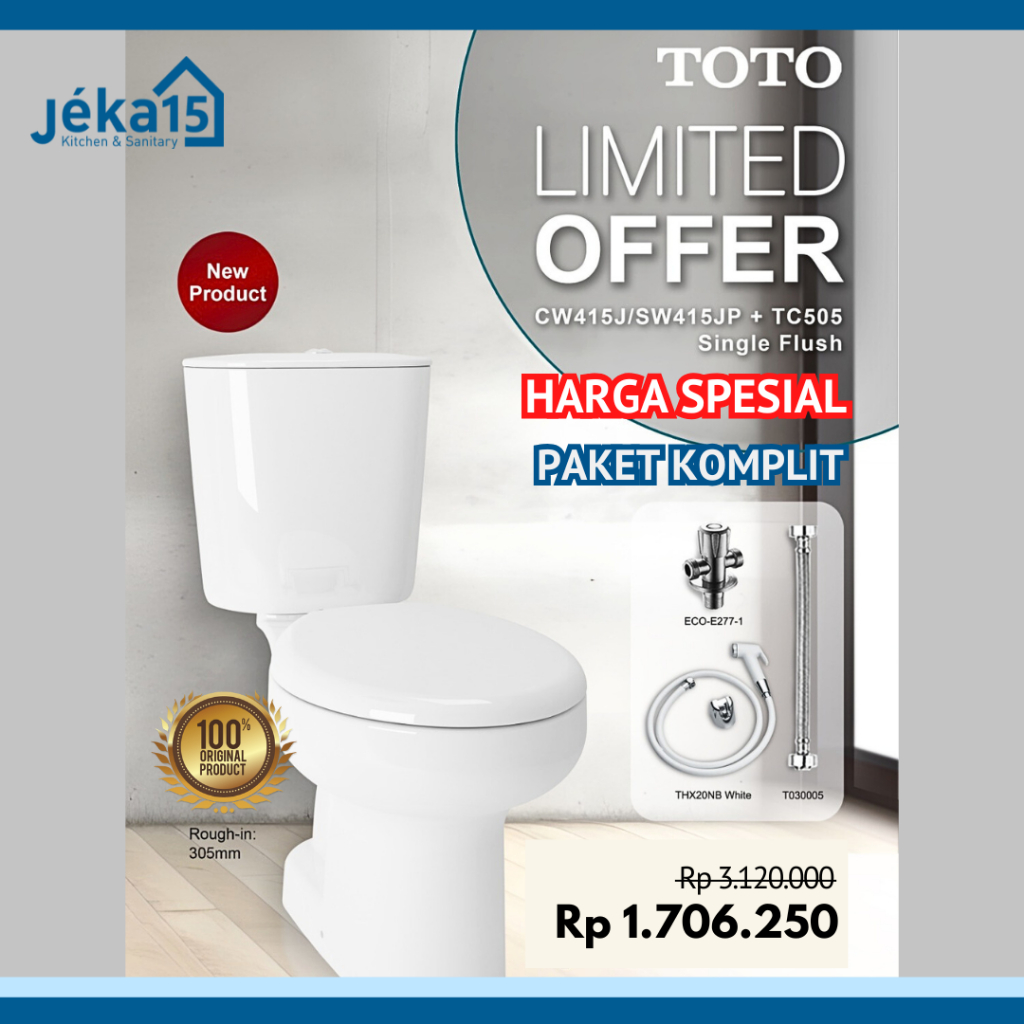 Jual TOTO CW415J CLOSET DUDUK PAKET KOMPLIT | Shopee Indonesia