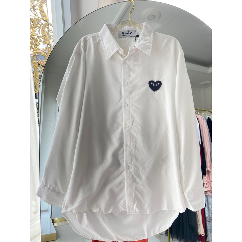 Jual kemeja CDG PLAY putih | Shopee Indonesia