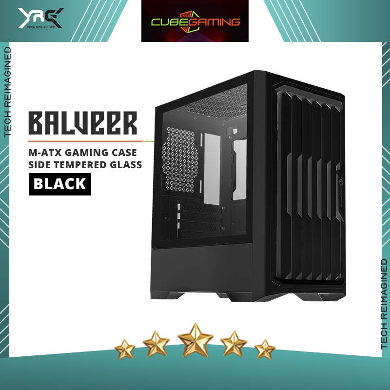 Jual CUBE GAMING BALVEER BLACK - mATX Gaming Case - Front Dust Prevention Design & Left Side ...