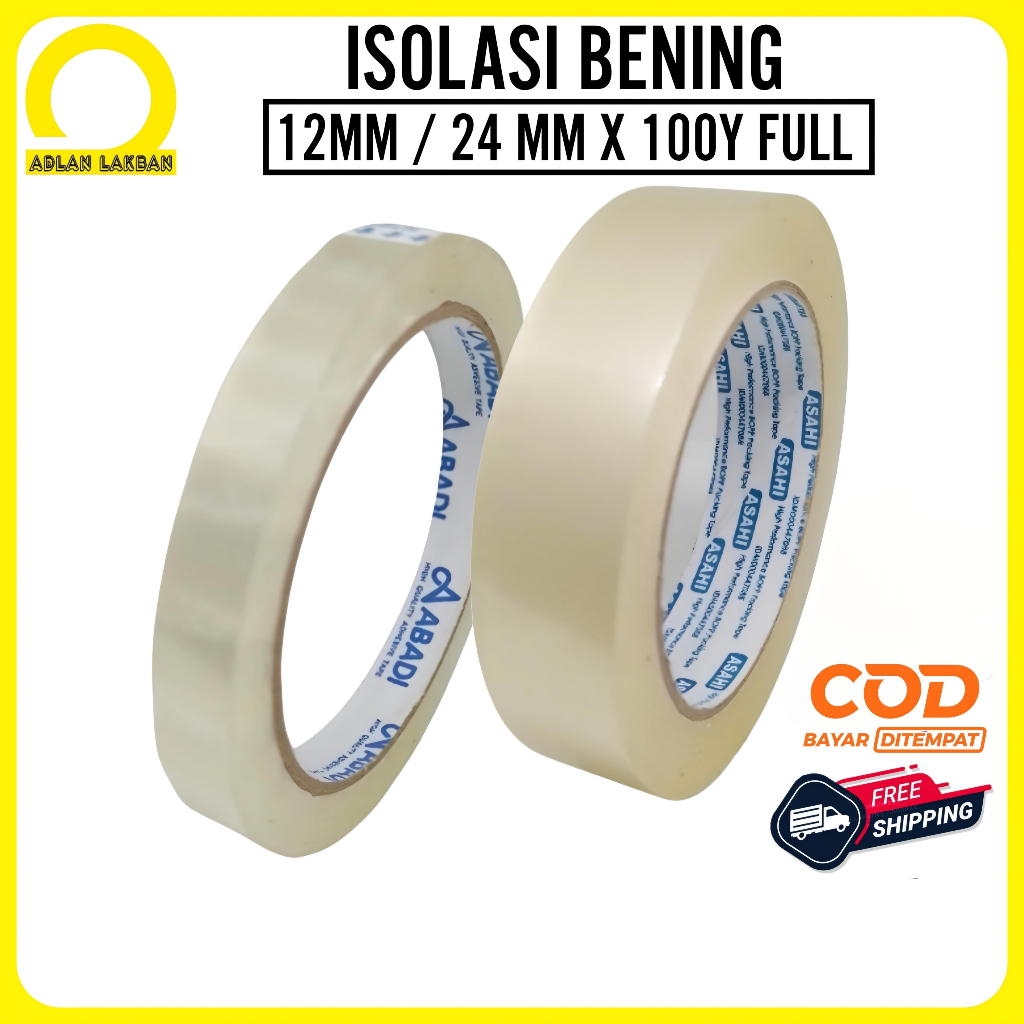 Jual Isolasi Bening 12mm, 24mm x 100 Yard / Selotip Lakban Bening Kecil ...