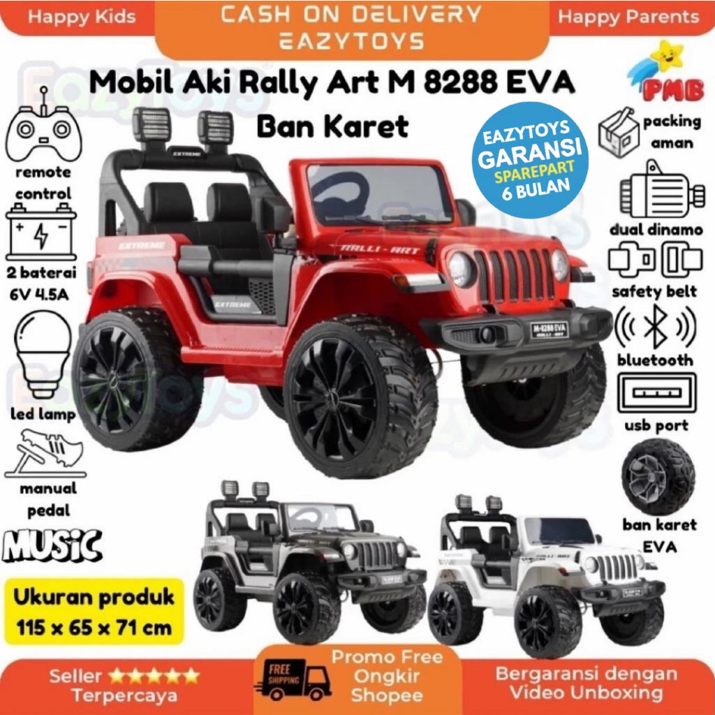 Jual Mainan Mobil Aki Anak PMB M8288 Dual Motor Jeep Rubicon OFF ROAD ...