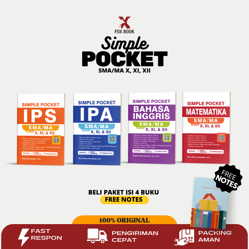 Jual Buku SMA : Simple Pocket Matematika, Bahasa Inggris, IPA, IPS SMA/MA Kelas X, XI, dan XII ...