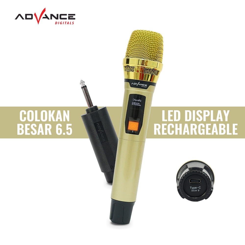 Jual Advance MIC-101 PRO Mic Wireless Karaoke Bisa di cas Type-C Mikrofon Profesional Microphone ...