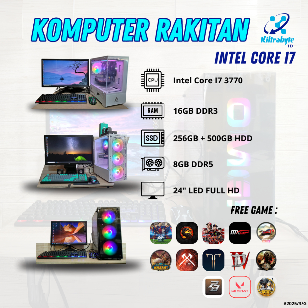 Jual PC Rakitan Intel Core I7 3770 SSD 256GB HDD 500GB RAM 16GB VGA 8GB DDR5 Siap Gaming ...