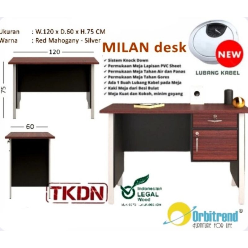 Jual Meja Kantor 1/2 Biro Meja Kantor Kaki Besi Orbitrend Milan Desk ...