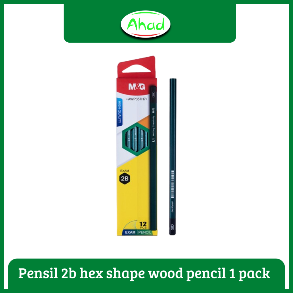 Jual Pensil 2B Hex Shape Wood Pencil AWP357H6 -1 Pack Pensil Tulis 2B M ...