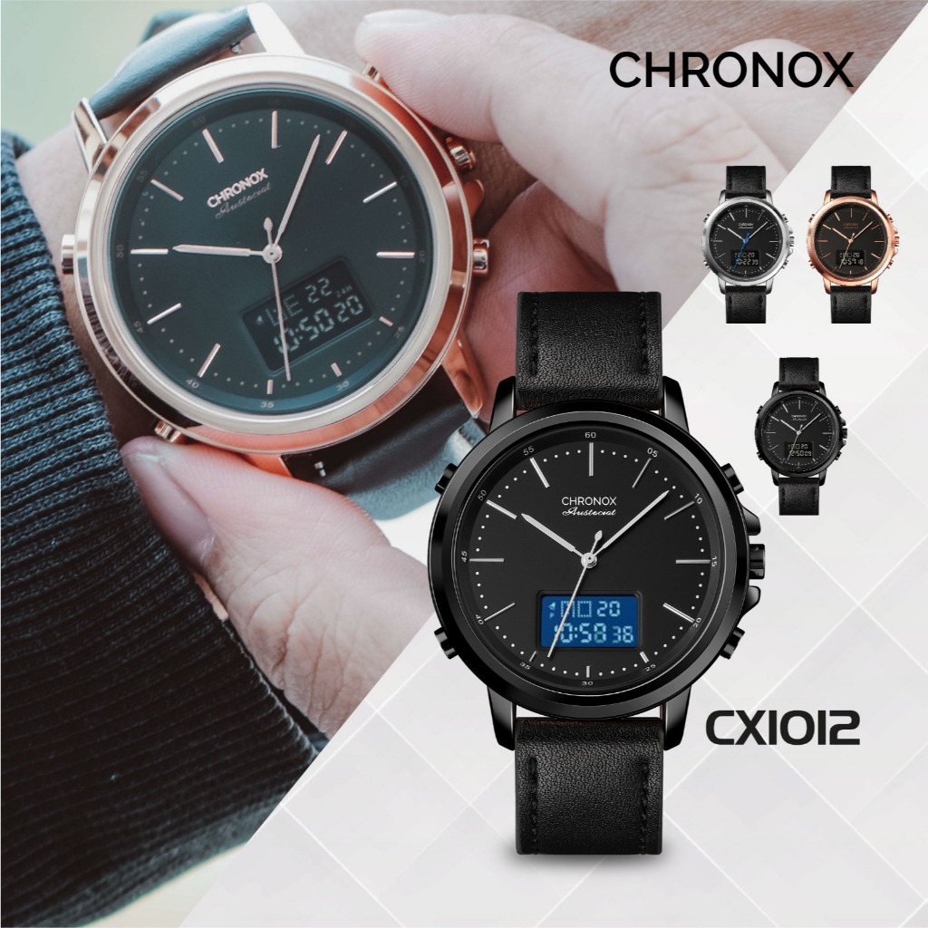 Jual CHRONOX Jam Tangan Pria Kulit Analog Digital - CX1012 ABSOLUTE ...