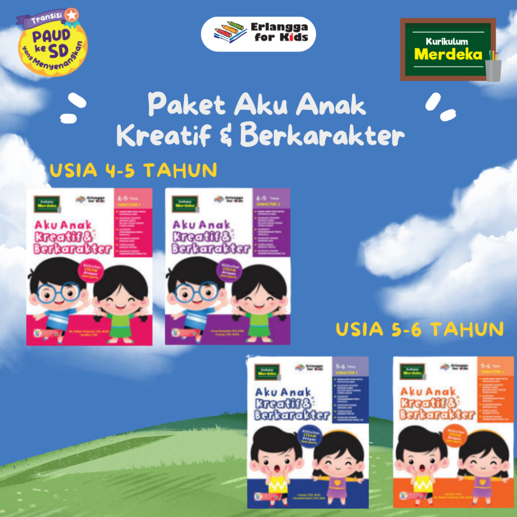 Jual [Erlangga Official] Paket Aku Anak Kreatif dan Berkarakter Usia 4-5 dan 5-6 Tahun Kurikulum ...
