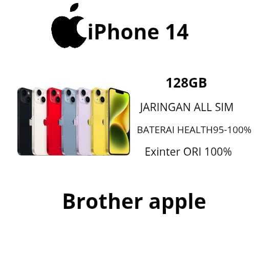 Jual iPHONE14 128GB HANDPHONEIP14 SECOND ORI MULUS LIKE NEW iP14 ...