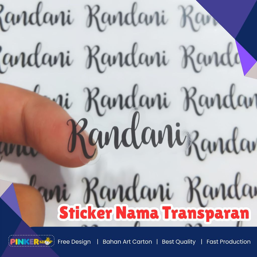 Jual Cetak Sticker Nama Transparan - Label Nama - Sticker Nama ...