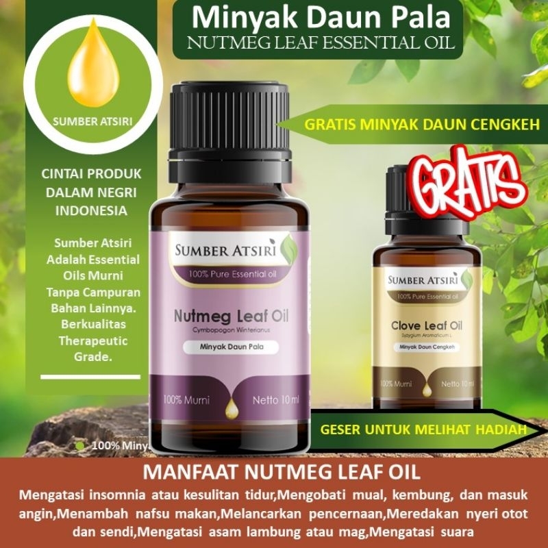 Jual Essential oil minyak daun pala (Numteg leaf oil) obat tidur insomnia SUMBER ATSIRI | Shopee ...