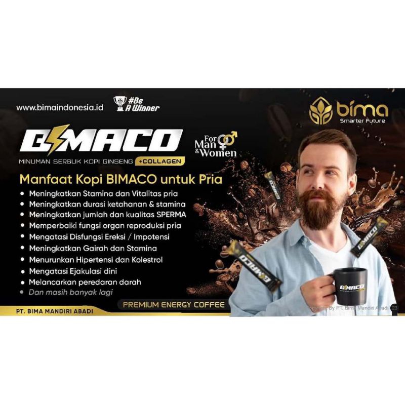 Jual Kopi Bimaco Premium Energy Coffee Kopi Serbuk Ginseng + Kolagen ...