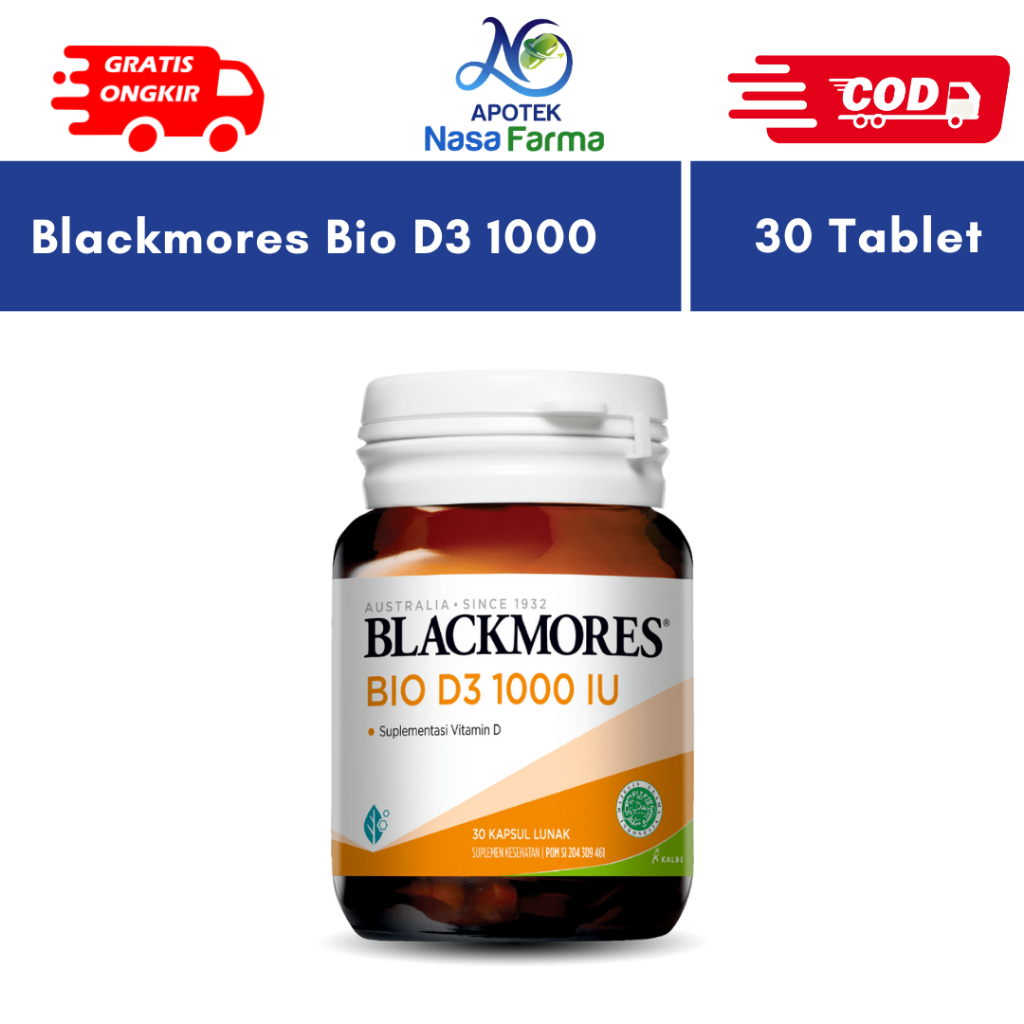 Jual Blackmores Bio D3 1000 IU @30 Kapsul - Suplementasi Vitamin D | Shopee Indonesia