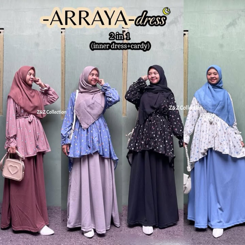 Jual ARRAYA DRESS by Z&Z Collection (Inner dress + Outer) | Shopee Indonesia