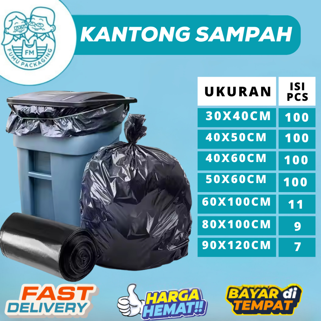 Jual Plastik Sampah 40X60CM / Kantong Plastik Sampah / Trash Bag HD Ukuran Hitam 30 Micron Murah ...