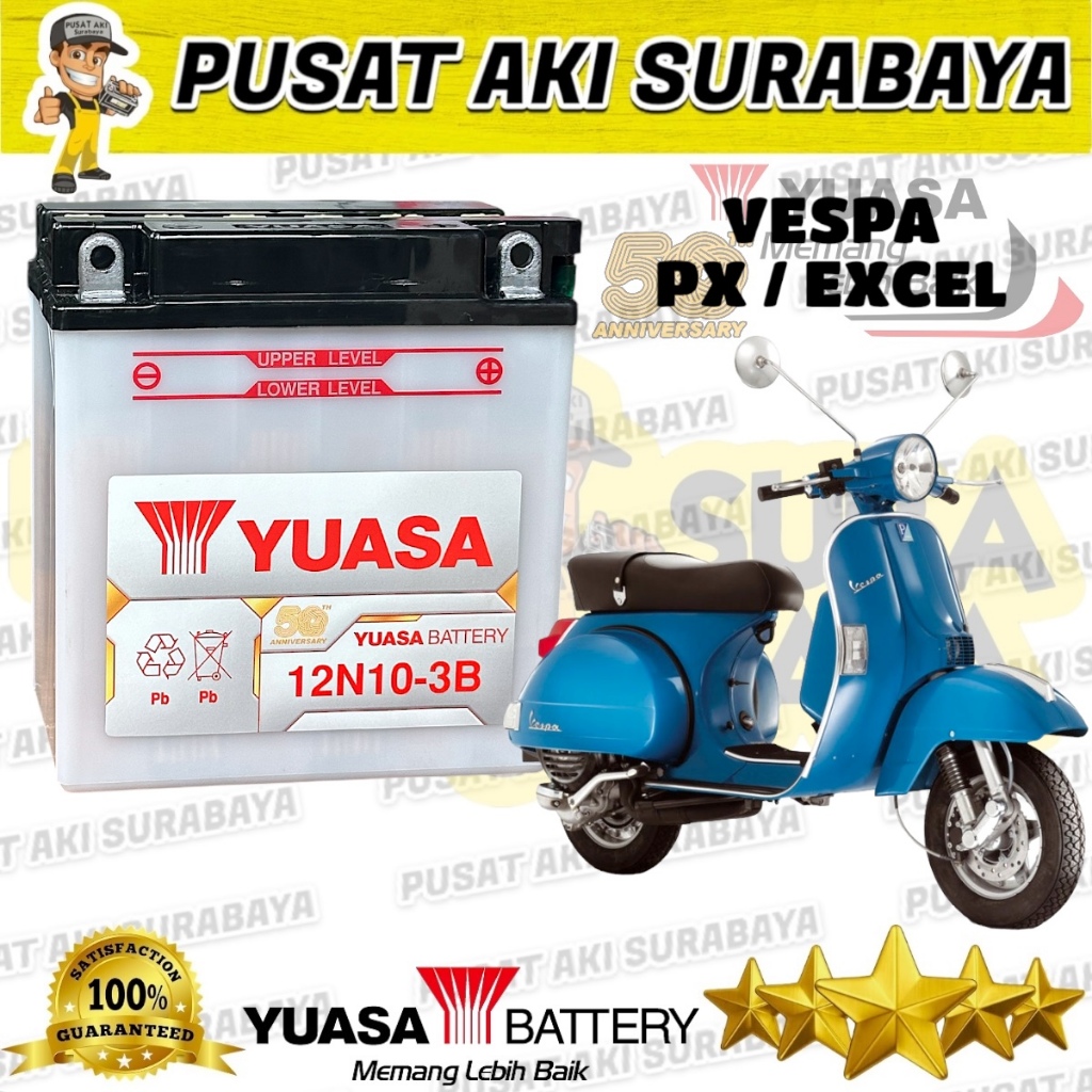 Jual AKI MOTOR VESPA EXCEL YUASA 12N10 10 AMPER AKI BERKUALITAS VESPA SPARTAN RODA TIGA NOZOMI ...