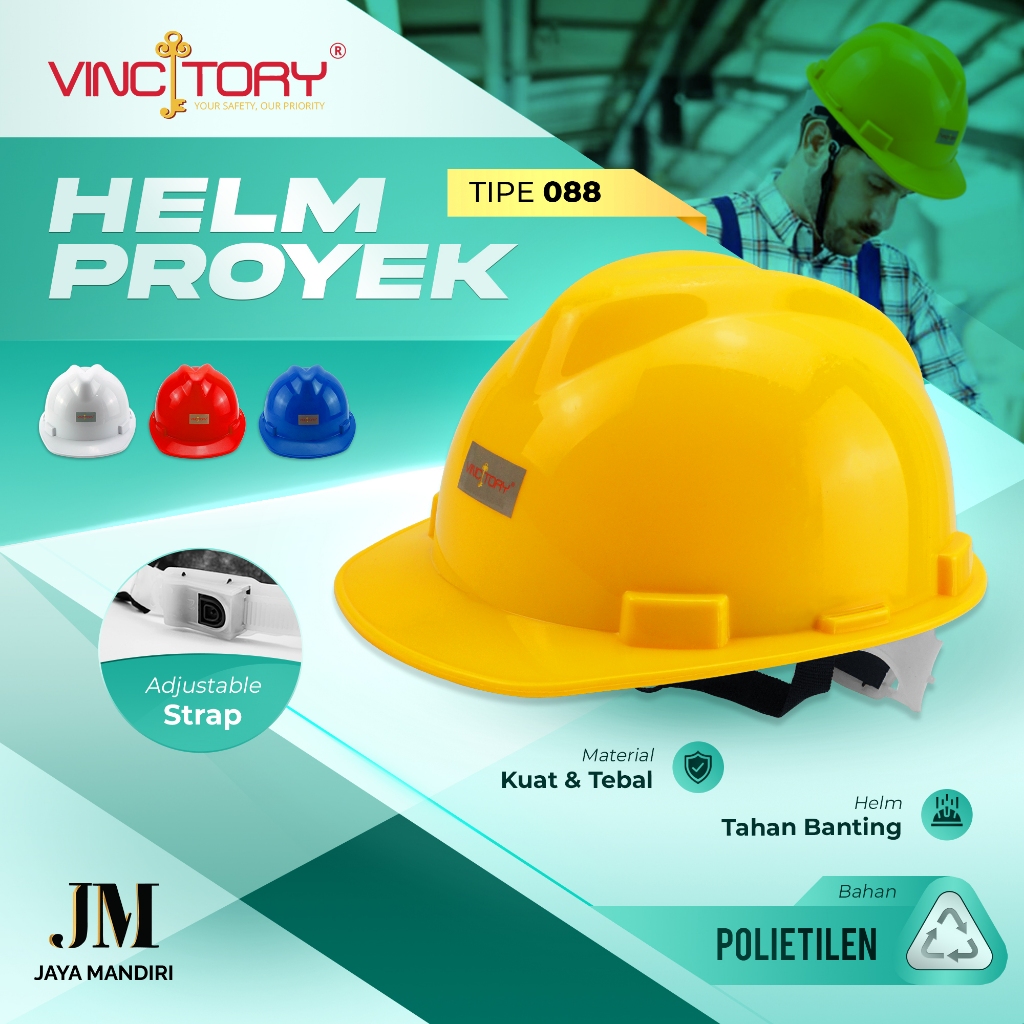 Jual Vincitory Helm Proyek Safety Kuat Anti Pecah Bahan PE High Quality ...