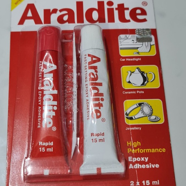 Jual Gratis Lem Epoxy besi ARALDITE rapid merah ASLI putih 5 menit 2 x ...