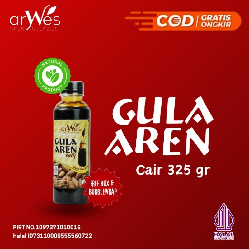 Jual Gula Aren Cair Liquid Brown Sugar Asli 325gr Aren Sulawesi Arwes ...