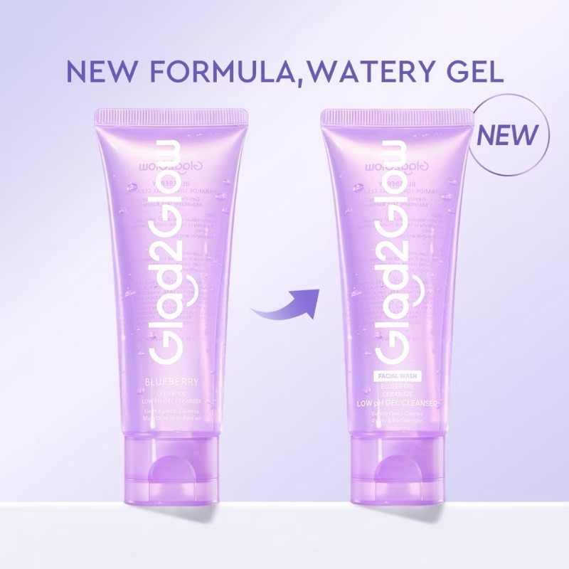 Jual Glad2Glow Blueberry Ceramide Low pH Gel Cleanser sabun cuci muka ...