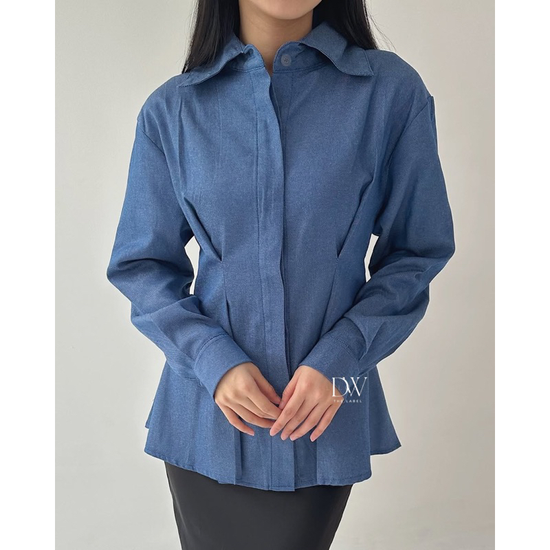 Jual DW - ORLA DENIM TOP | Shirt Denim Wanita | Kemeja Denim Wanita ...