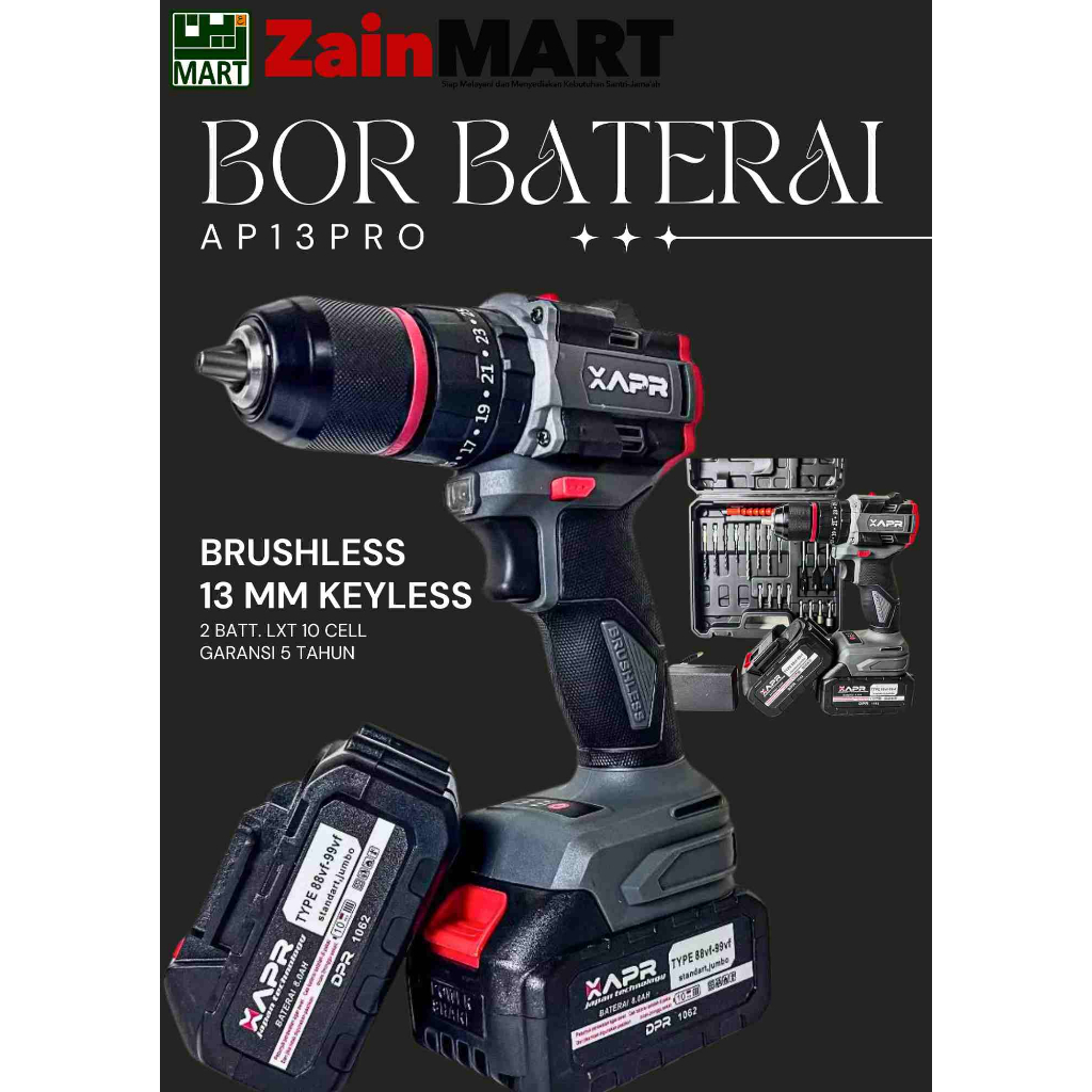 Jual APR BOR BATERAI CORDLESS BRUSHLESS TYPE AP13 PRO Series 13MM ...