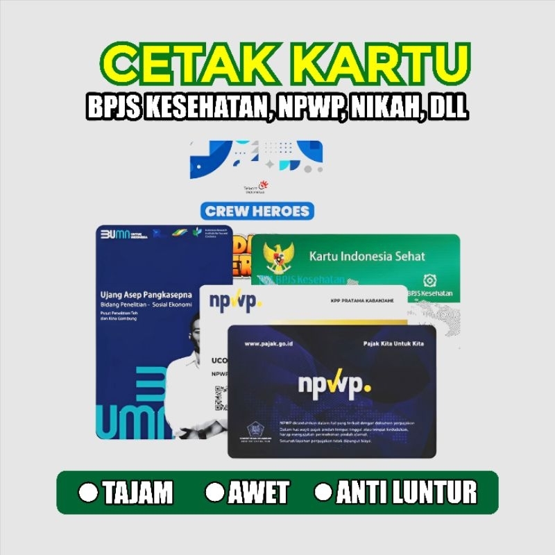 Jual Cetak ID Card BPJS, KIS, NPWP, Kartu Member Dll Anti Pudar ...
