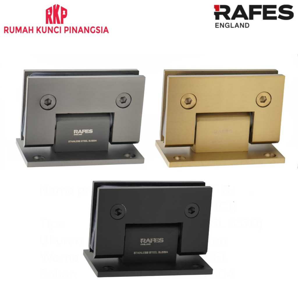 Jual Shower Hinge Engsel Pintu Kaca Shower Abu / Emas / Hitam Stainless ...