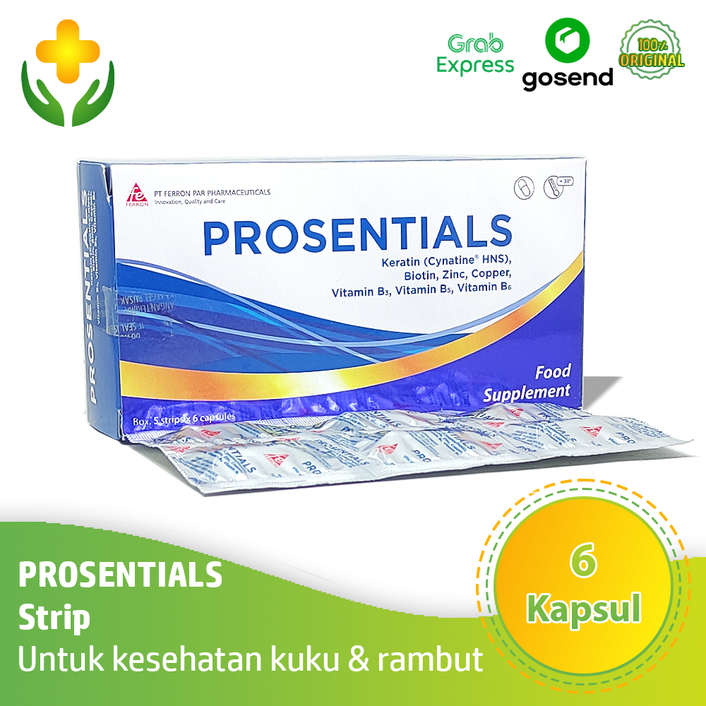 Jual Prosentials 1 Strip 6 Kaplet Vitamin Rambut Vitamin Rambut Kulit ...
