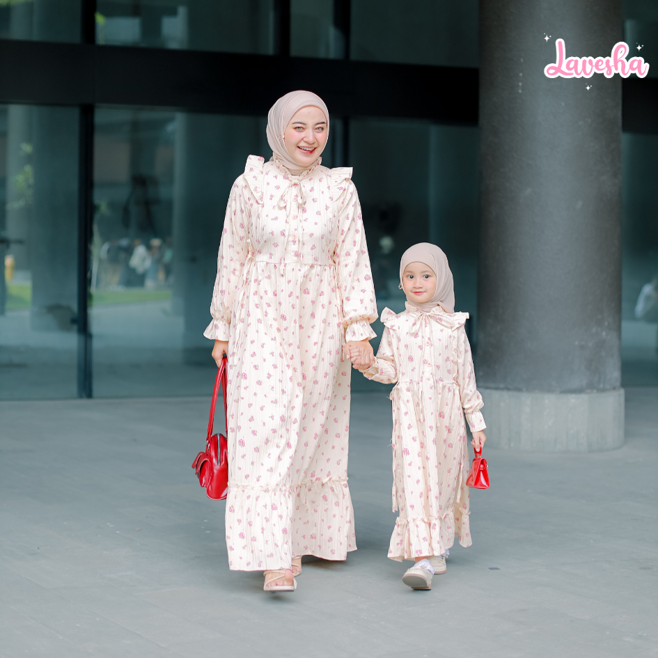 Jual Lavesha Kids - KAMILA DRESS | COUPLE GAMIS MOM KIDS| Crinkle Elora Premium | Motif Bunga ...