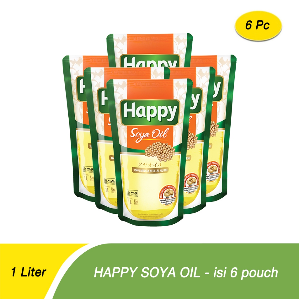 Jual 6 PCS - Happy Soya Oil Pouch 1 Liter | Shopee Indonesia