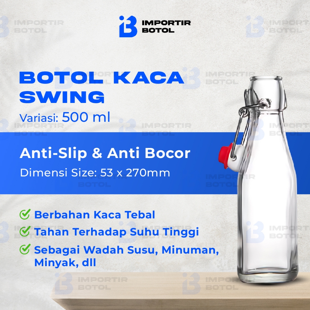 Jual IMPORTIR BOTOL Botol Kaca Swing Clear 500ml | Shopee Indonesia