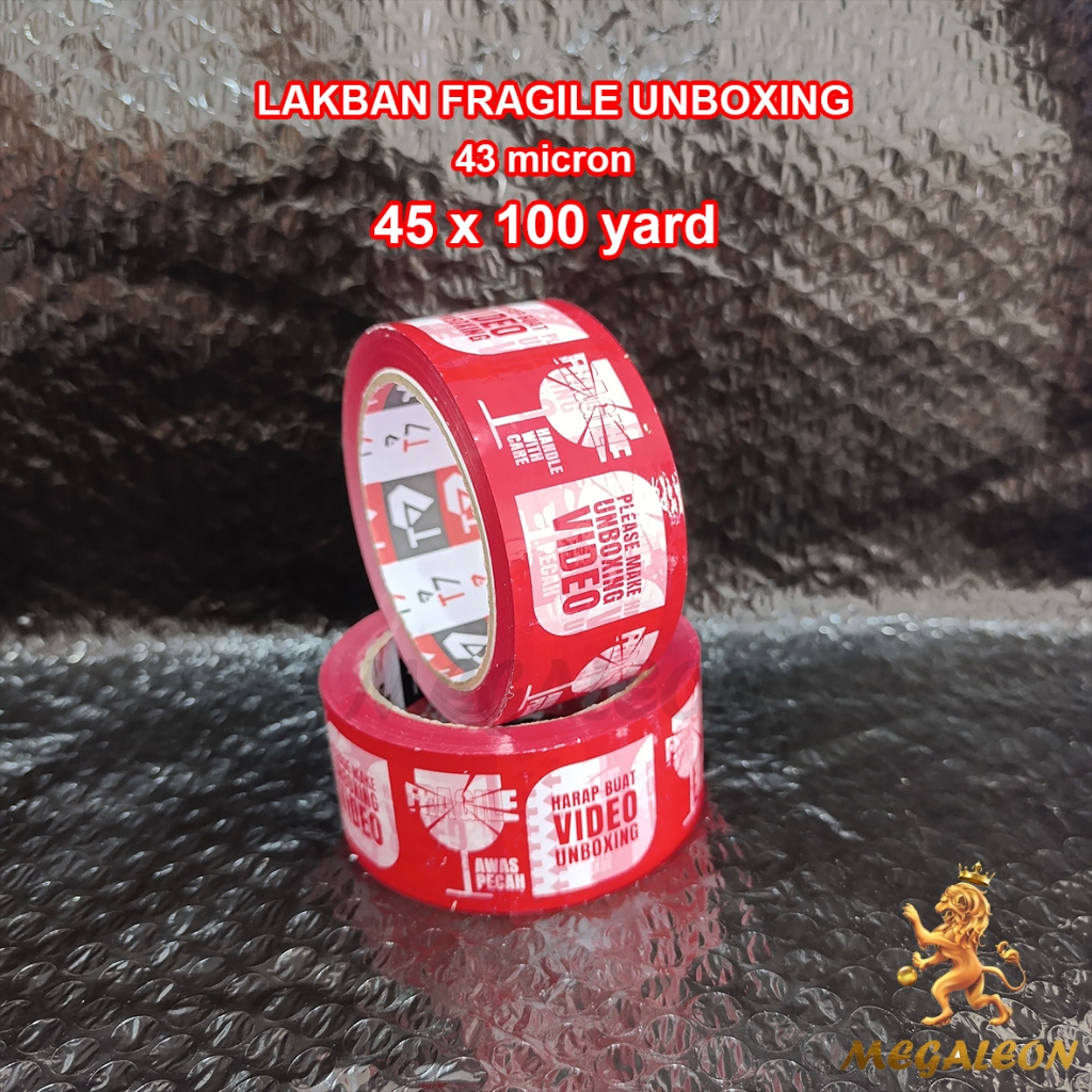 Jual VIRAL !!! Lakban FRAGILE UNBOXING 45mm x 100 yard 43 MICRON TEBAL ...