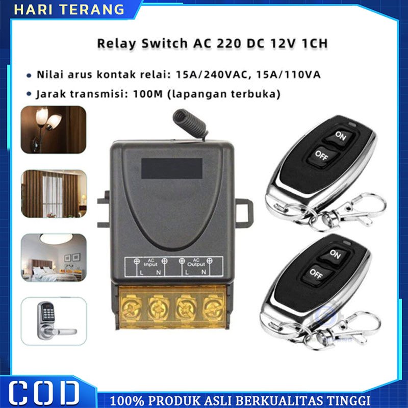 Jual Relay Switch AC 220 DC 12V 1CH Remote Control Saklar on off ...
