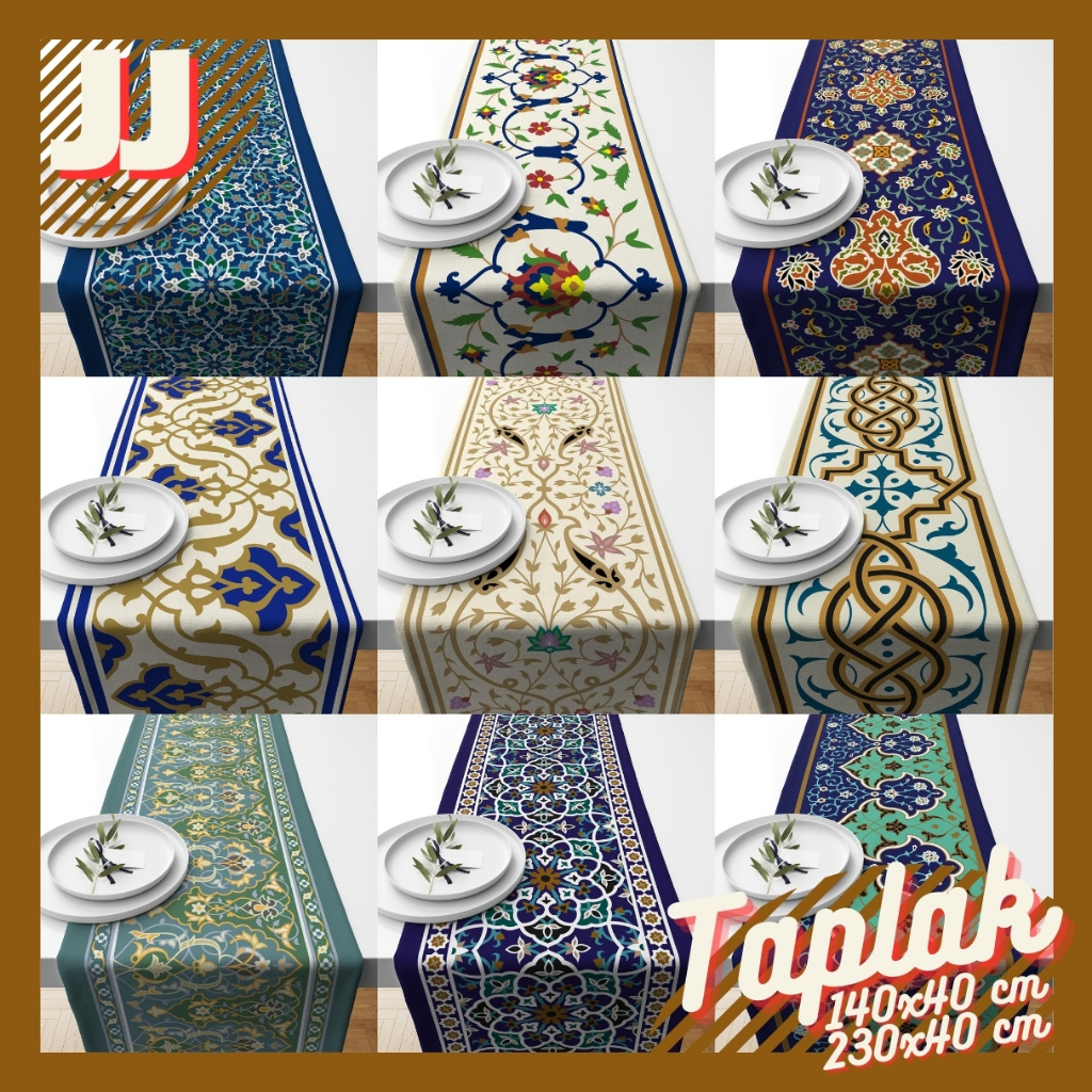 Jual TABLE RUNNER TAPLAK MEJA PRINT MOTIF TURKISH MUNIRA SERIES 140X40 ...