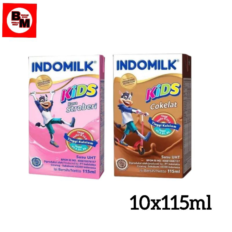 Jual 10 kotak Susu Indomilk kids coklat +strawberry 115ml | Shopee Indonesia