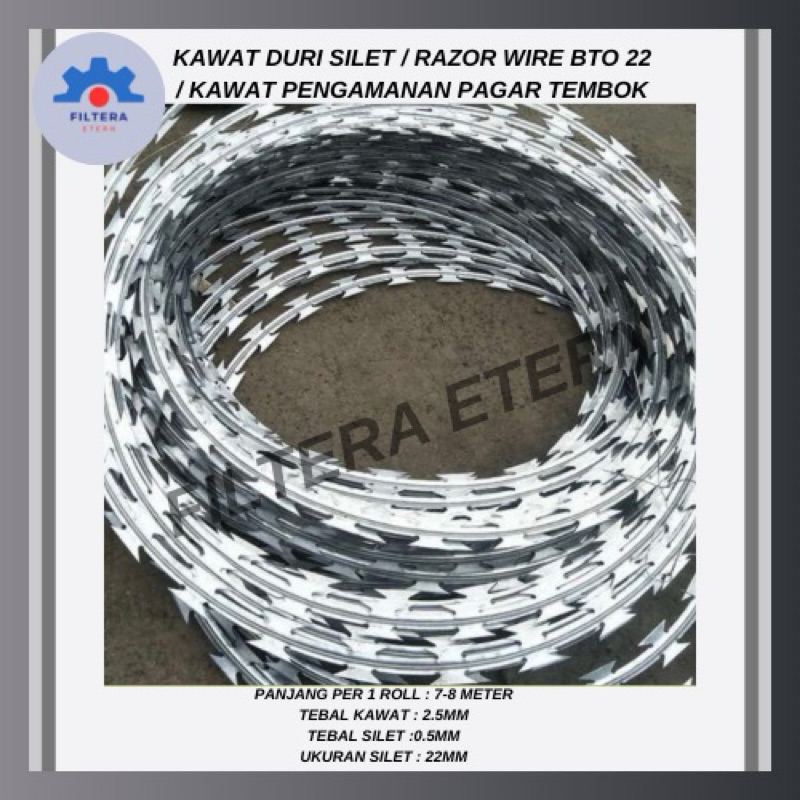 Jual Kawat Duri Silet / Razor Wire BTO 22 / Kawat Pengamanan Pagar ...