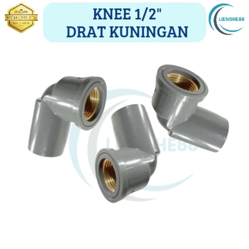 Jual Knee Drat Kuningan / Keni Pvc Drat Dalam Kuningan 1/2 RUSH | Shopee Indonesia