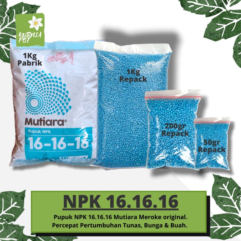 Jual Pupuk NPK Mutiara 16-16-16 Meroke Nutrisi Penyubur Tanaman Bunga ...