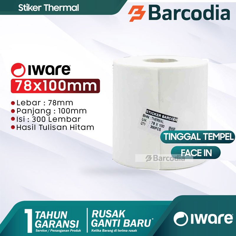 Jual Barcodia Kertas Resi Label Thermal Barcode 78x100 Roll 300pcs ...