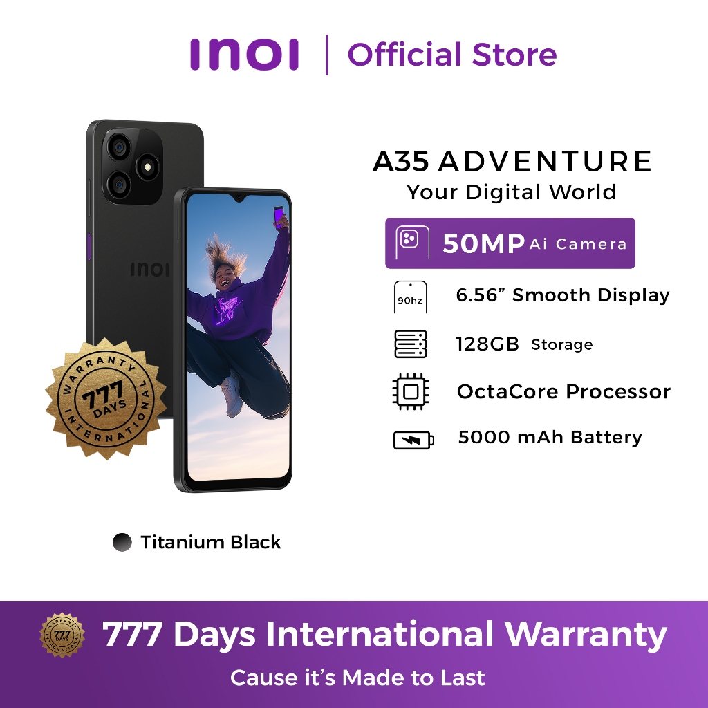 Jual INOI A35 Adventure 4GB + 128GB | 50MP Ai Camera | 6.56" Smooth ...